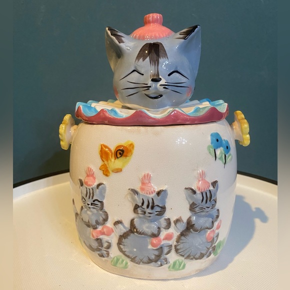 Lipper Mann | Kitchen | Vintage Lipper Mann Anamorphic Three Kitten Cat Cookie Biscuit Jar ...